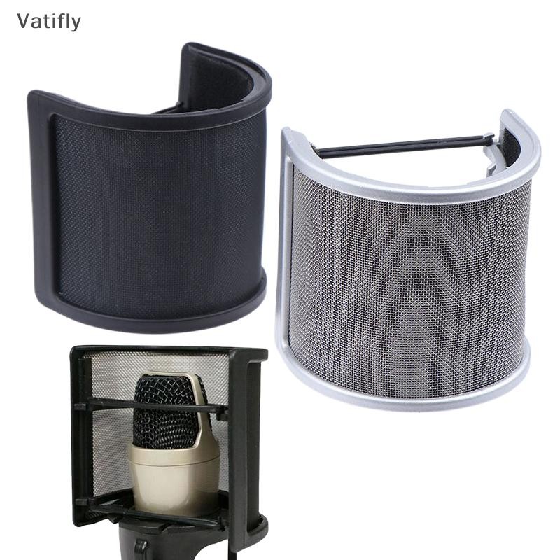 ใหม่ 1PC Handheld Mic Shield Double Layers ตาข่ายโลหะและโฟมชั้น U-รูป ...
