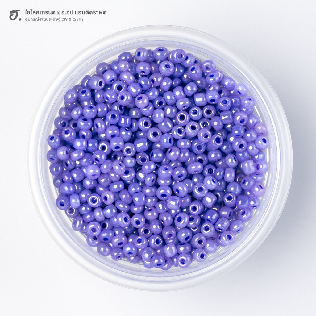 ลูกปัดเม็ดทราย ขนาด 3 มม. น้ำเงินอมม่วงเคลือบมุก Periwinkle Pearl Shine ...