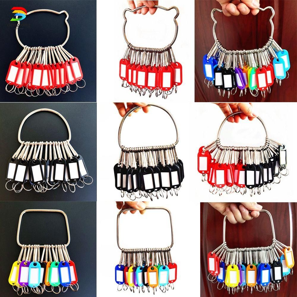 DENGLONG 16/26/36 ชิ้นแท็กกุญแจ,โลหะพลาสติกแยกแหวนแหวนกุญแจ,สี่เหลี่ยมพร้อมแผ่นหมายเลขโปร่งใส ...