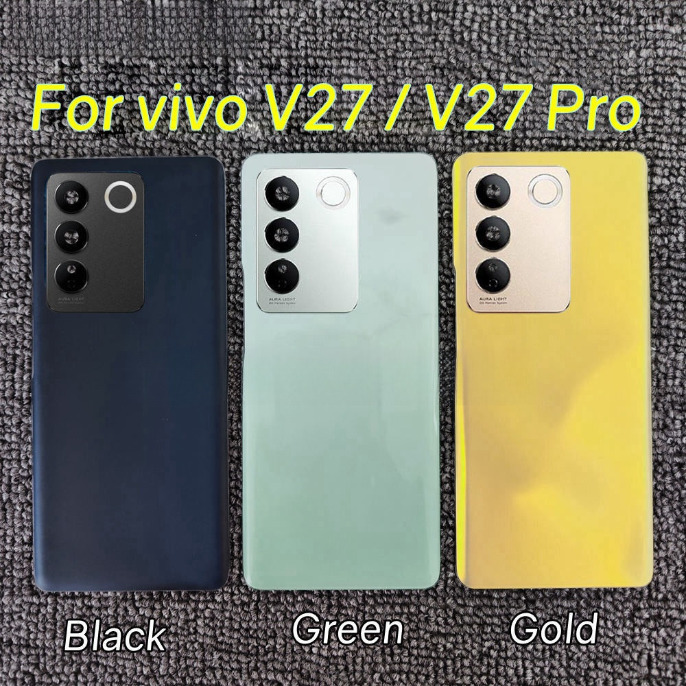 กระจกปกหลังสําหรับ vivo V27 และ V27 Pro 5G ฝาครอบแบตเตอรี่ด้านหลังแผง ...