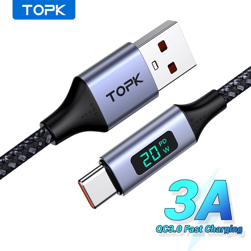 สายเคเบิลไมโคร USB TOPK AN50 และสายเคเบิล USB Type C 3A สำหรับ Samsung Xiaomi ชาร์จเร็ว USB C ...