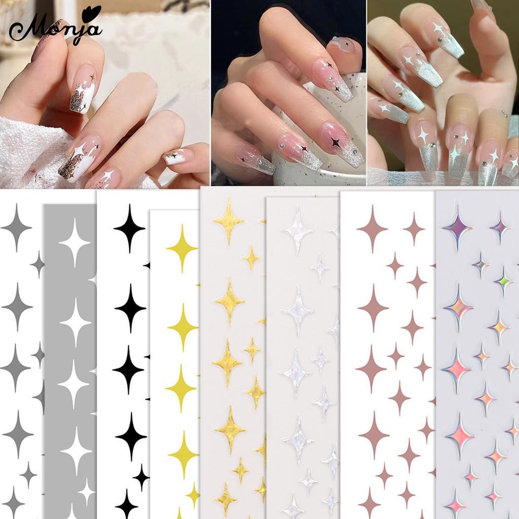 Monja Sparkling Star สติกเกอร์เล็บ 3D เล็บ Decals เลเซอร์ Sliders ตก ...