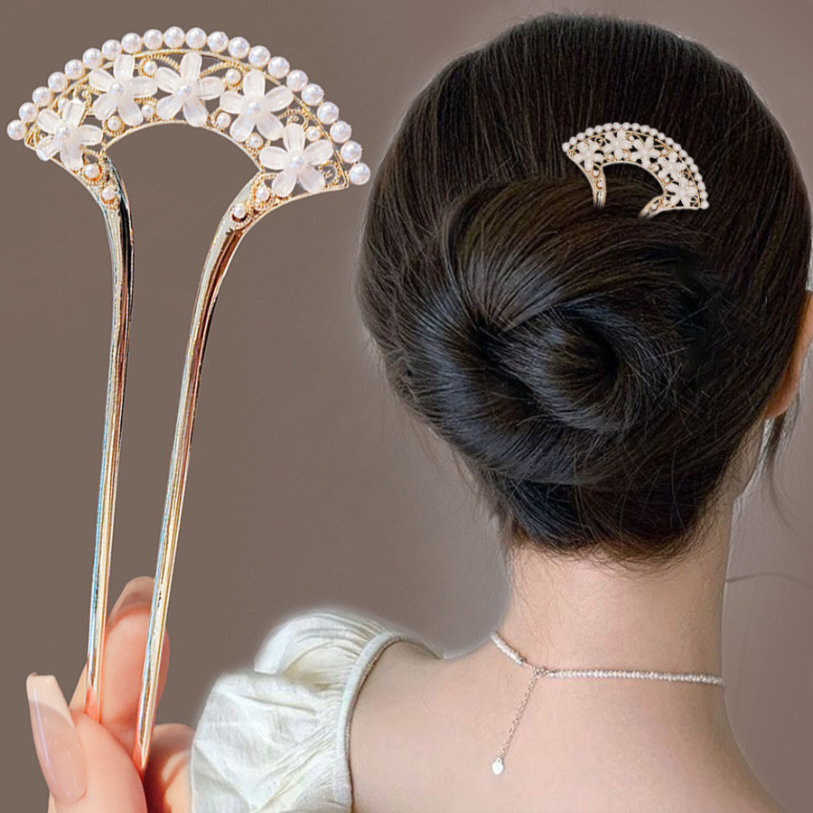 Hairpin High-End U-Shaped Pearl Hairpin Coil Hairpin หญิง Hairpin ...