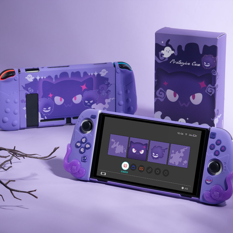 Nintendo Switch เคสป้องกันสีม่วงซิลิโคน Joy Con Controller Cover Geng ...