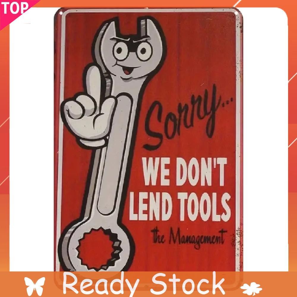 Vintage Metal We Do Not Lend Tools ป้ายดีบุก ภาพวาดเหล็กสี่เหลี่ยม ...