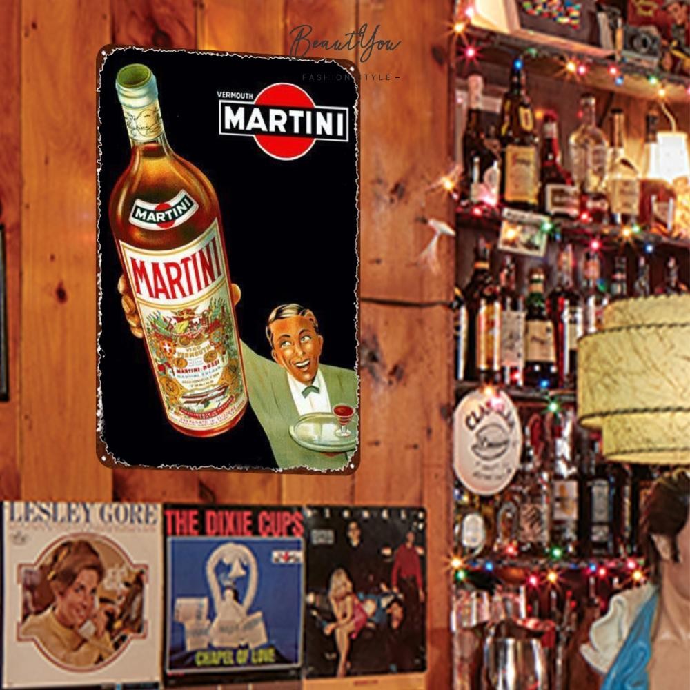 โลหะ Martini Tin Sign ภาพวาดเหล็กสี่เหลี่ยม Wall Home Bar Decor20x30 ...
