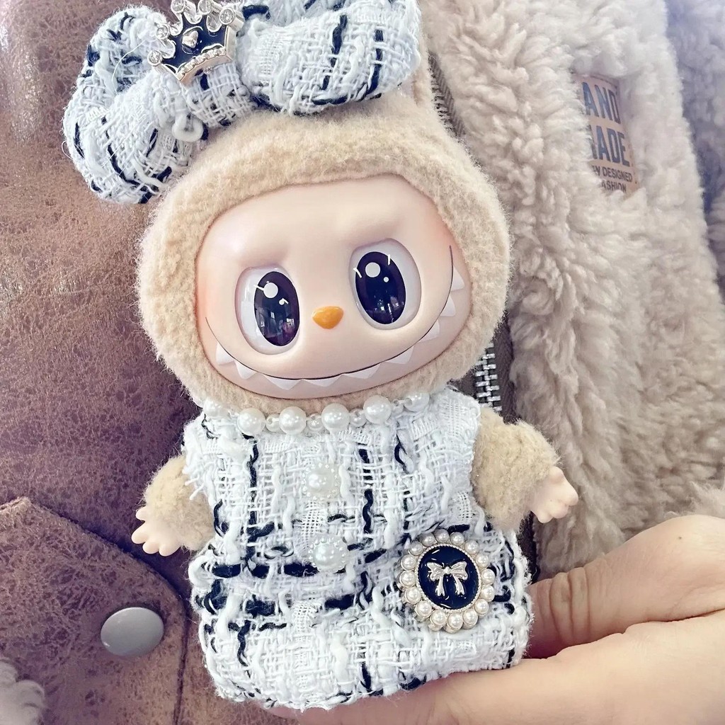 Fy 17cm Labubu Doll Stylish Overalls Clothes Set for V1/V2 Pendant Cute ...