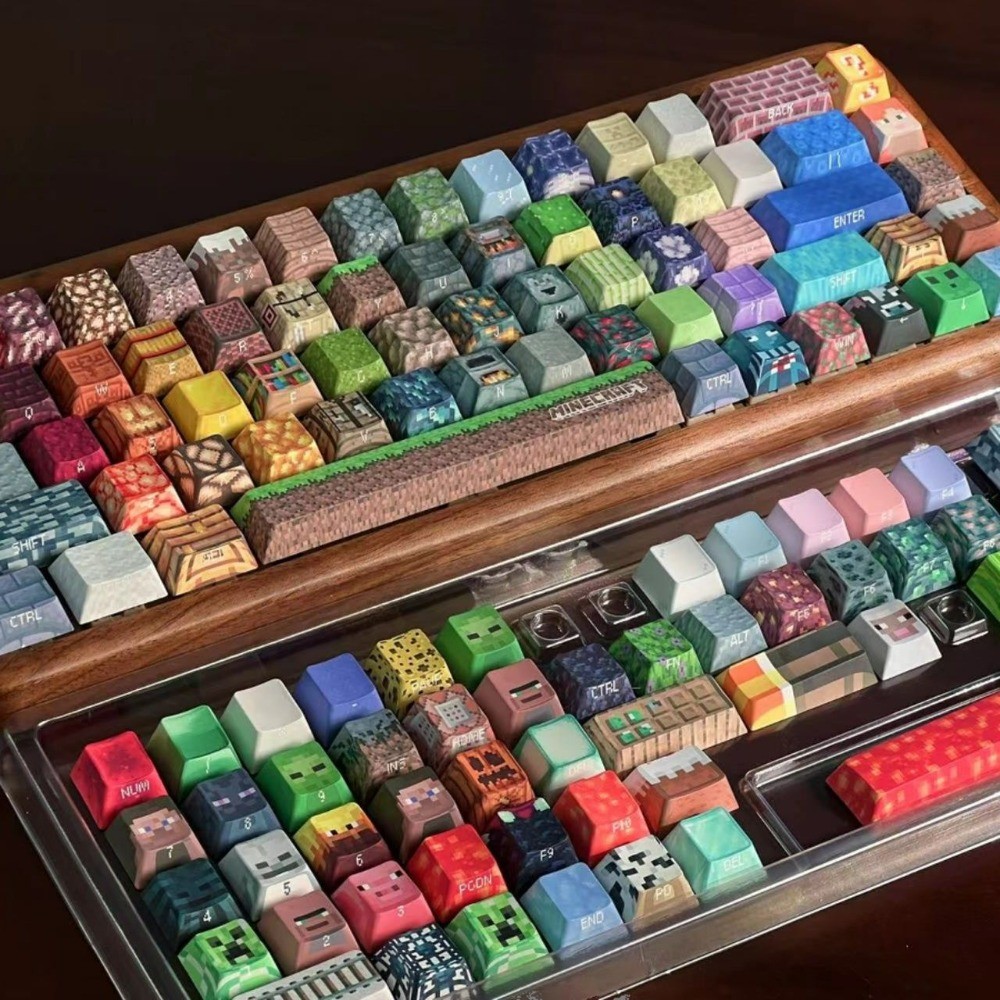MINECRAFT Keycap โปรไฟล์เชอร์รี่ 129 คีย์ PBT ห้าด้าน Dye Sublimation ...