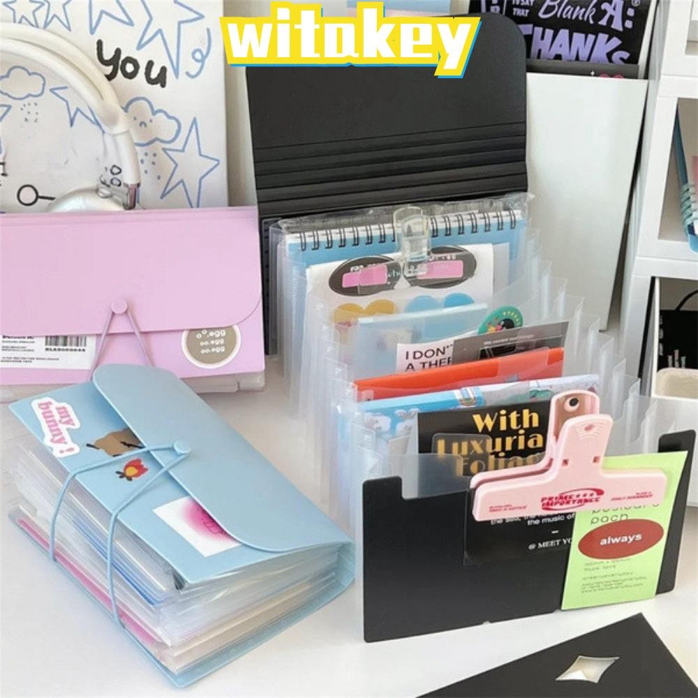 โฟลเดอร์เก็บของ WITAKEY, โฟลเดอร์ A6 สีทึบความจุขนาดใหญ่, ของขวัญถุงเก็บ 12 ชั้นแบบหดได้ ...