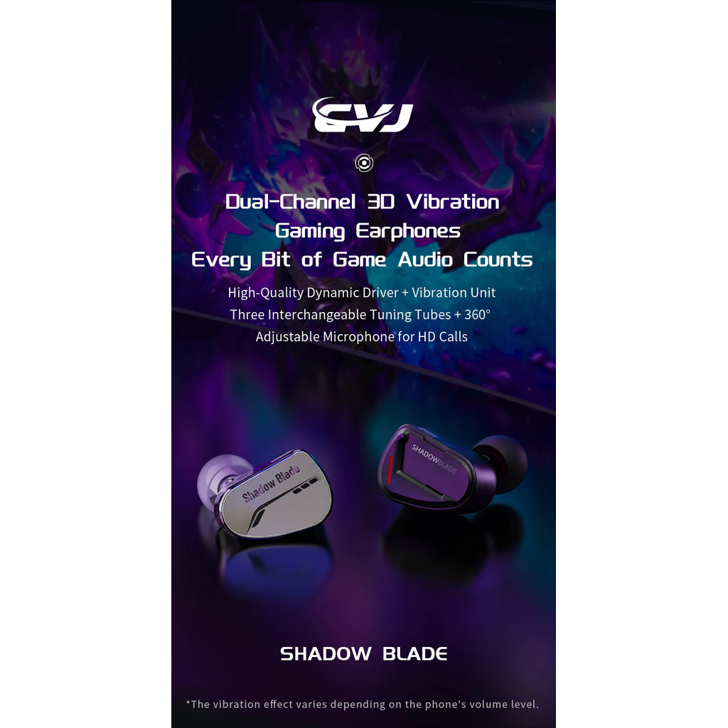 CVJ Shadow Blade หูฟังชนิดใส่ในหู 1DD + 1 สวิตช์สั่นสะเทือนปรับพอร์ตการ ...