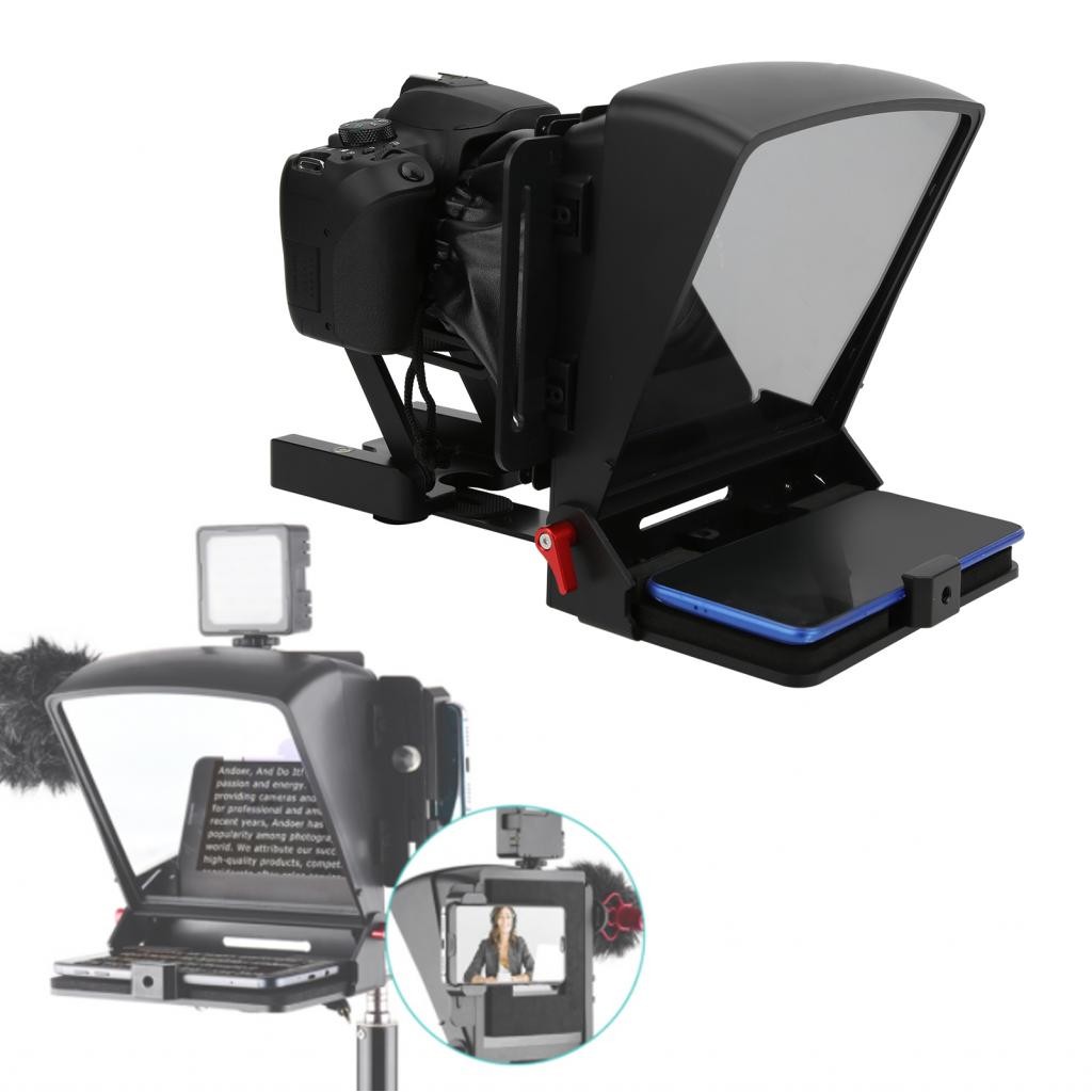 Teleprompter การบันทึกวิดีโอพกพา Prompter สำหรับสมาร์ทโฟนกล้องแท็บเล็ต ...