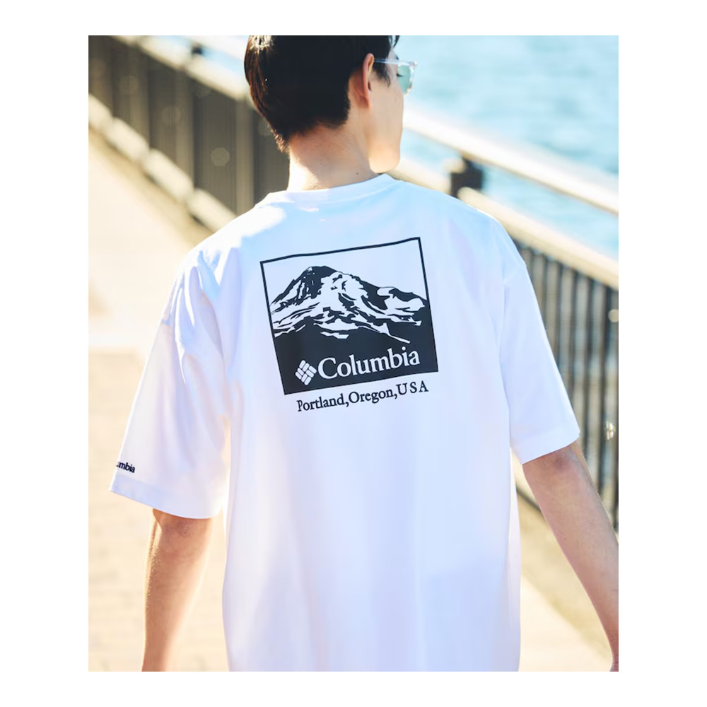 FREAKS STORE 25SS COLUMBIA ผ้าฝ้าย 100% พิมพ์ภูเขาเดินป่ากลางแจ้งคอ ...