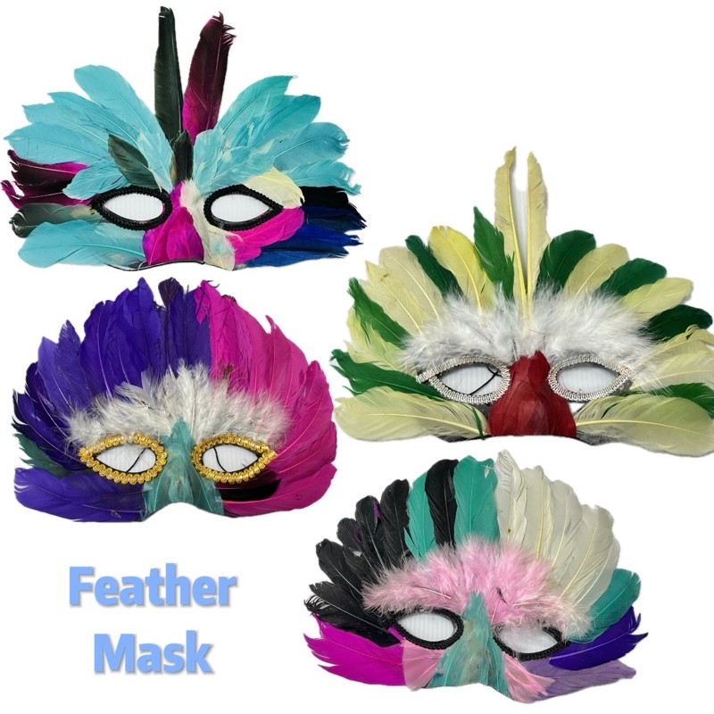 Feather Mask Masquerade ผู้ใหญ่/เด็ก ปาร์ตี้ครึ่งหน้า / หน้ากากฮาโลวีน ...