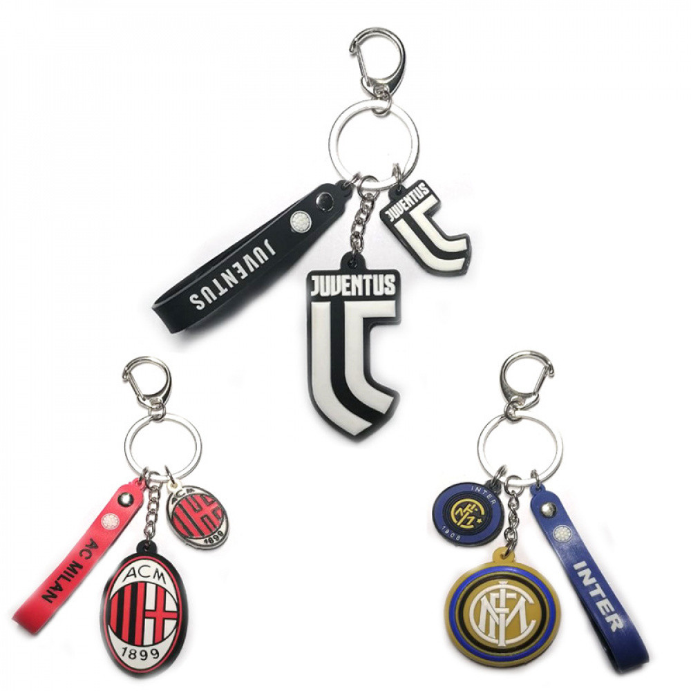 โลโก้สโมสรฟุตบอลสัญลักษณ์ PVC KeyChain ชุด 3 ชิ้นยูเวนตุส Ac Inter ...