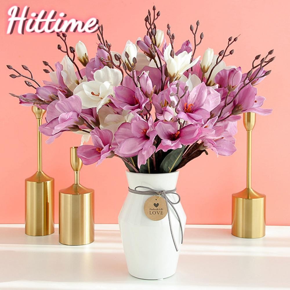 Hittime 43 ซม. 1 Bunch 5 ส้อม 20 หัว Magnolia ดอกไม้ดอกไม้ประดิษฐ์จําลองช่อดอกไม้ตกแต่งบ้าน ...