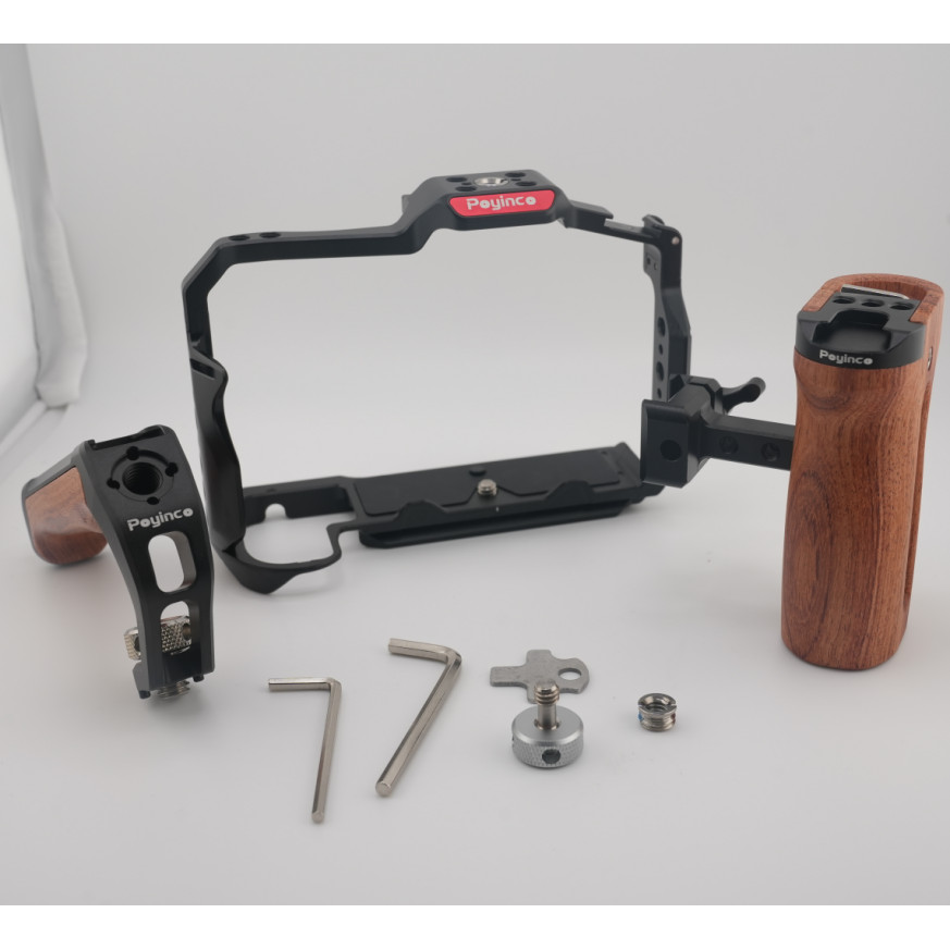 Poyinco JN-134 กล้องกรง + ที่จับด้านบน + ด้านข้างไม้ Grip Kit กล้อง ...