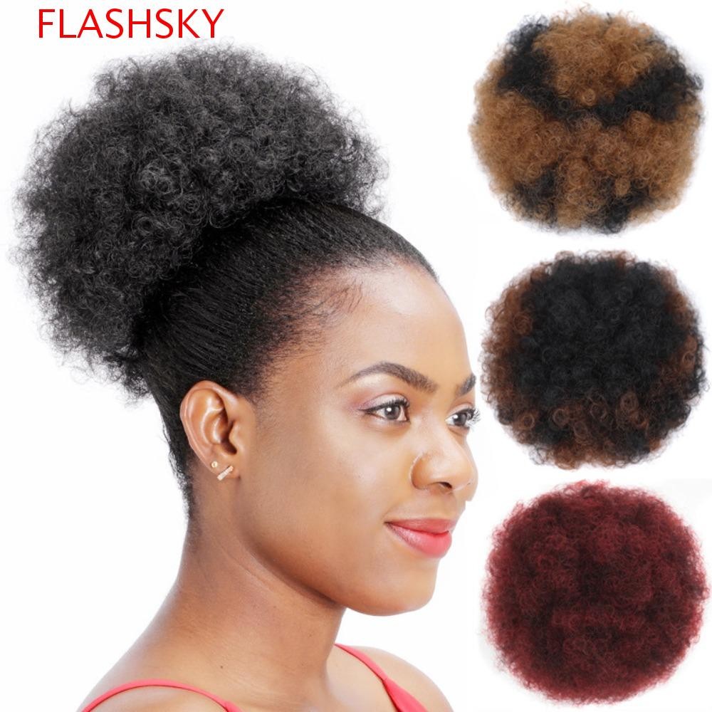 Flashsky Kinky Curly Afro หางม้า, ผม Ombre Afro พัฟ Drawstring หางม้า ...