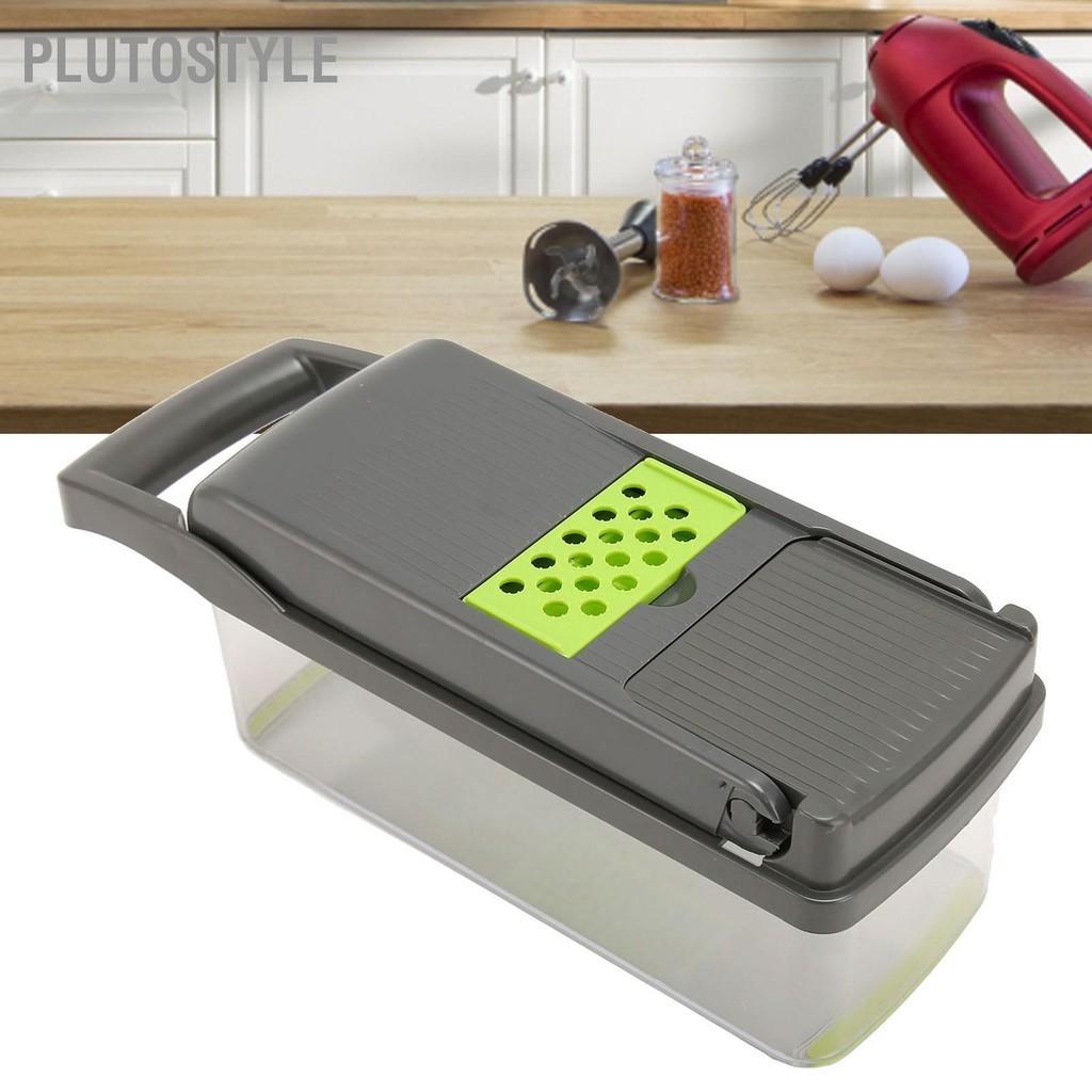 PLUTOSTYLE Vegetable Chopper Green Big Grid with Slicing Grinding Strip ...