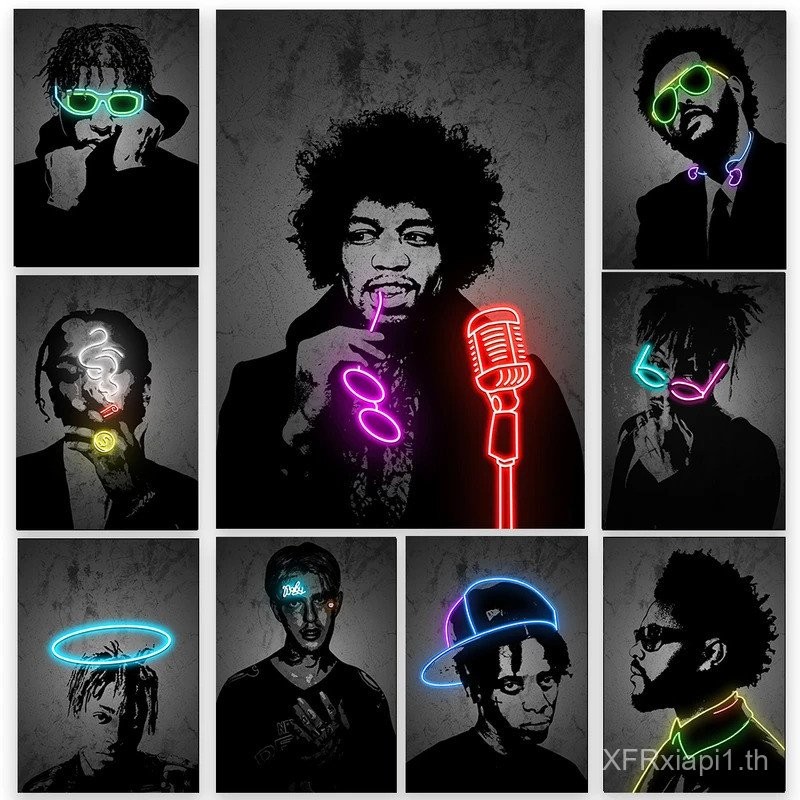 Neon Effect เพลงนักร้อง hip hop POP โปสเตอร์ rapper เรืองแสงตกแต่ง, ไม่ ...