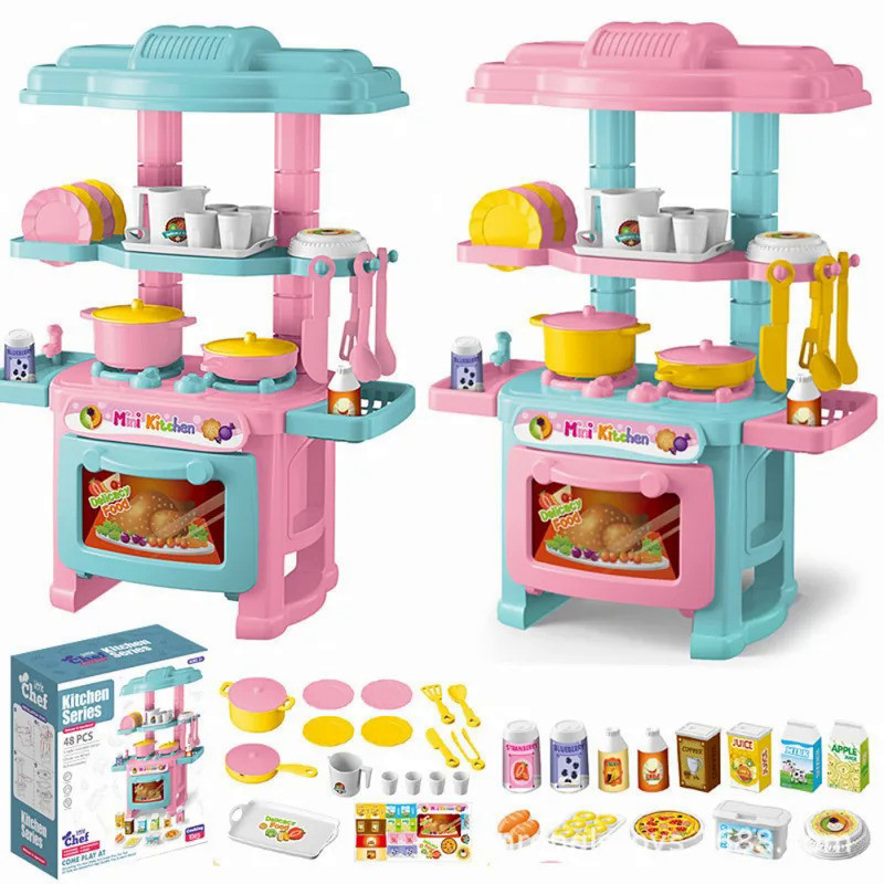 Kids Mini Kitchen Cooking Toy Set Pretend Cooking Food Play With Pots ...