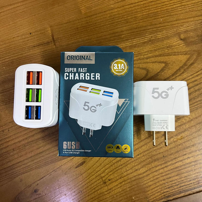 เครื่องชาร์จโทรศัพท์มือถือ6usb สำหรับ Apple Android Universal Plug 3a Fast Chargingพร้อมแพคเกจ ...