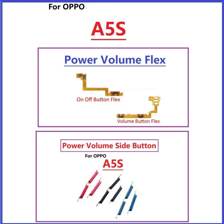 สําหรับ OPPO A5S Power ON OFF Mute Switch Control Key Volume ปุ่ม ...
