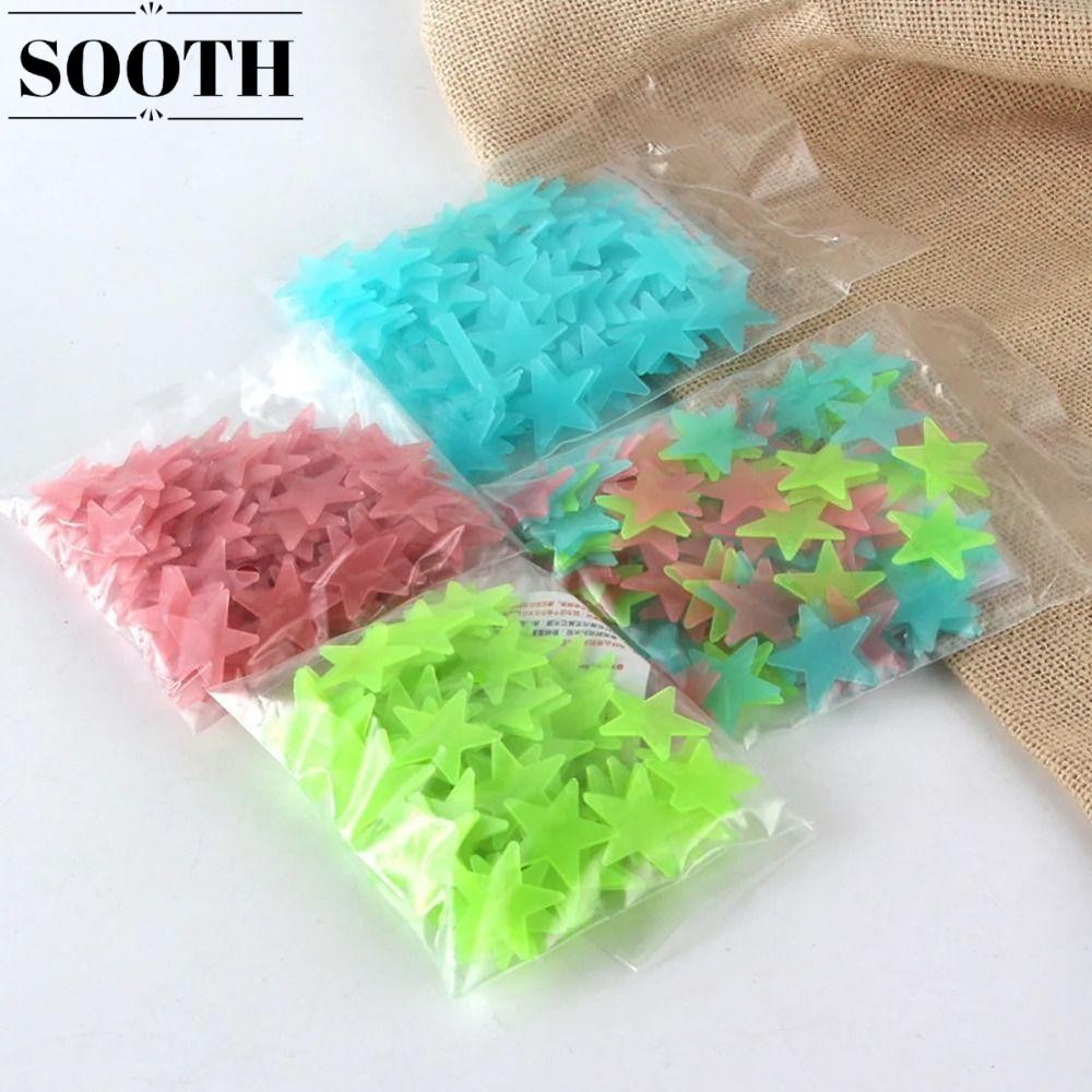 SOOTH 100 ชิ้น/เซ็ต Luminous Decal, Glow In The Dark สีสัน Star ...