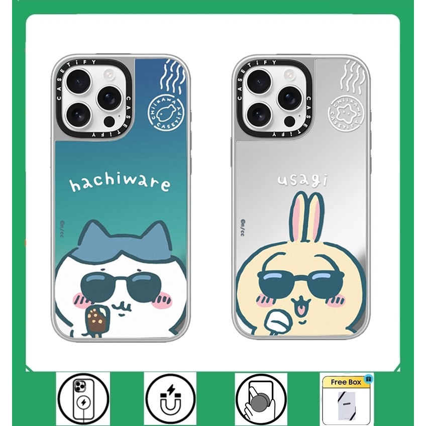 Caseti Chikawa Magnetic Plating Silver CaseสําหรับiPhone 16 15 14 Plus ...