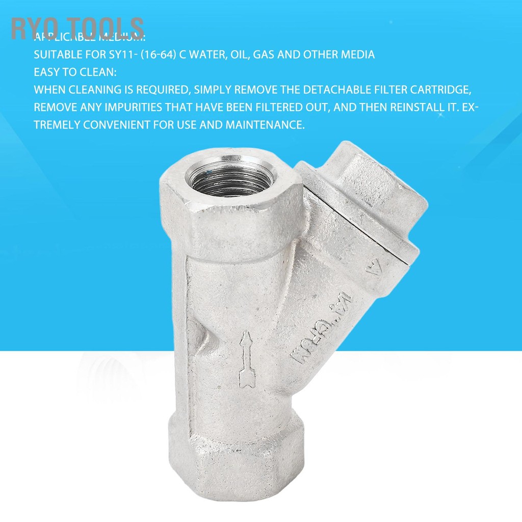 Ryo Tools Y Strainer Stainless Steel Double Layer Mesh Low Flow ...