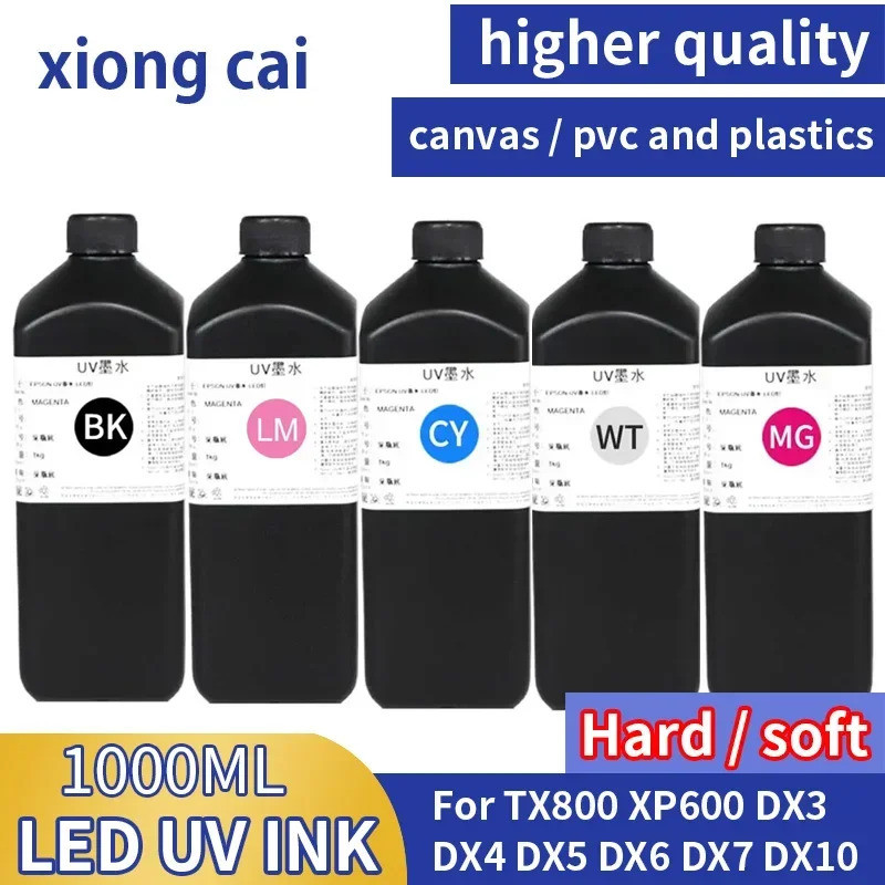 หมึก UV LED ขนาด 1000 มล. สำหรับ DX7 DX10 DX4 DX5 DX6 TX800 XP600 หัวพิมพ์สำหรับ Epson L805 ...
