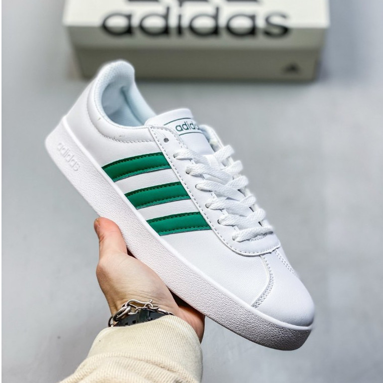 รองเท้าผ้าใบ Adidas Neo VL Court 3.0 แบบตัดต่ำ สีขาวและเขียว สำหรับ ...