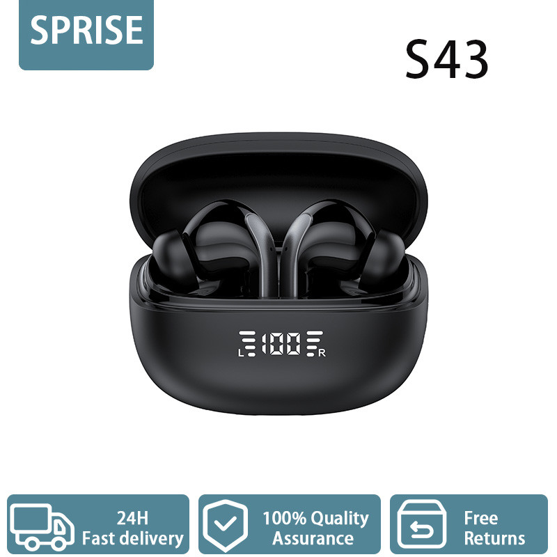 Sprise S43 ANC + ENC หูฟังไร้สายบลูทูธ HiFi Noise Cancelling หูฟัง TWS ชุดหูฟังสเตอริโอ Earfon ...