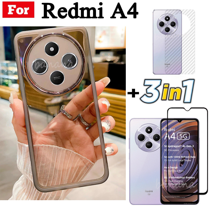 Redmi A4 A3 Redmi 14C 14R เคสโทรศัพท์ชุบปลอกอ่อนโปร่งใสพร้อมป้องกันกล้องและกระจกนิรภัยและฟิล์ม ...