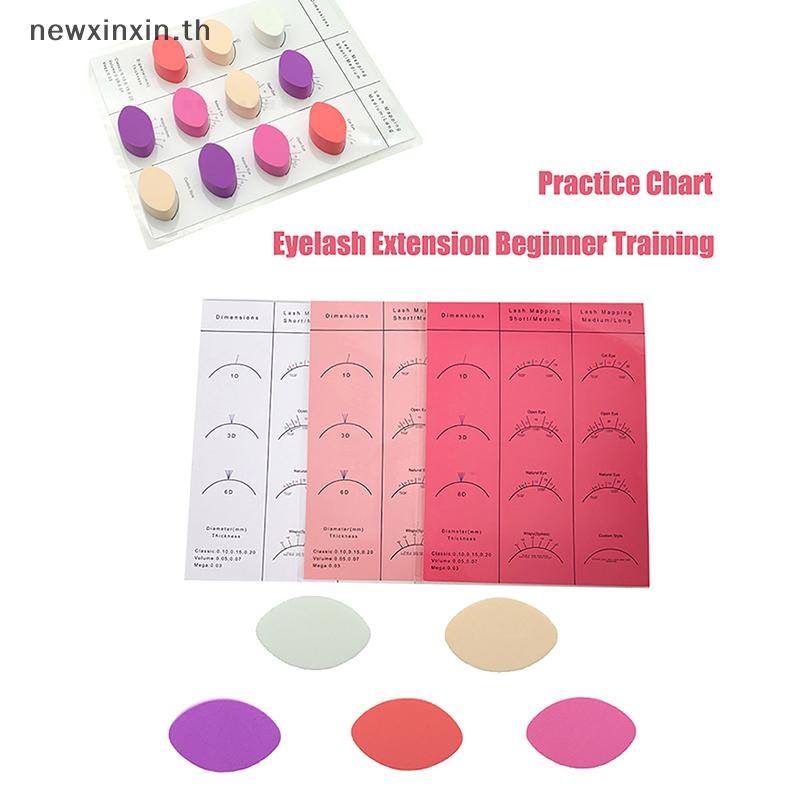 ^N^ แผนภูมิขนตาเริ่มต้น Wispy Lashes Practice Chart Eye Shape Sponges ...