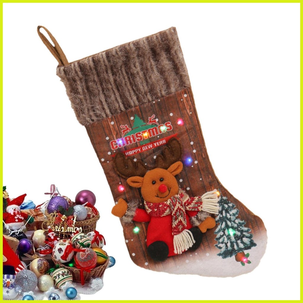 Hristmas ถุงน่อง LED Light Christmas Stocking เครื่องประดับ 18.11 นิ้ว ...