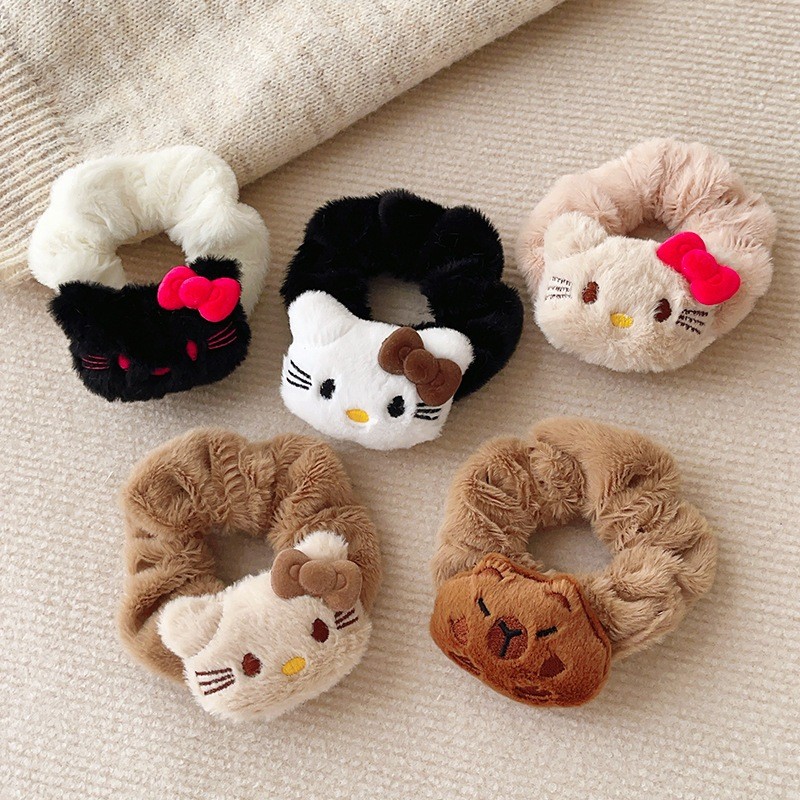 น่ารัก Hello Kitty Bowknot Plush Hair Band Capybara ตุ๊กตาแถบคาดศีรษะ ...