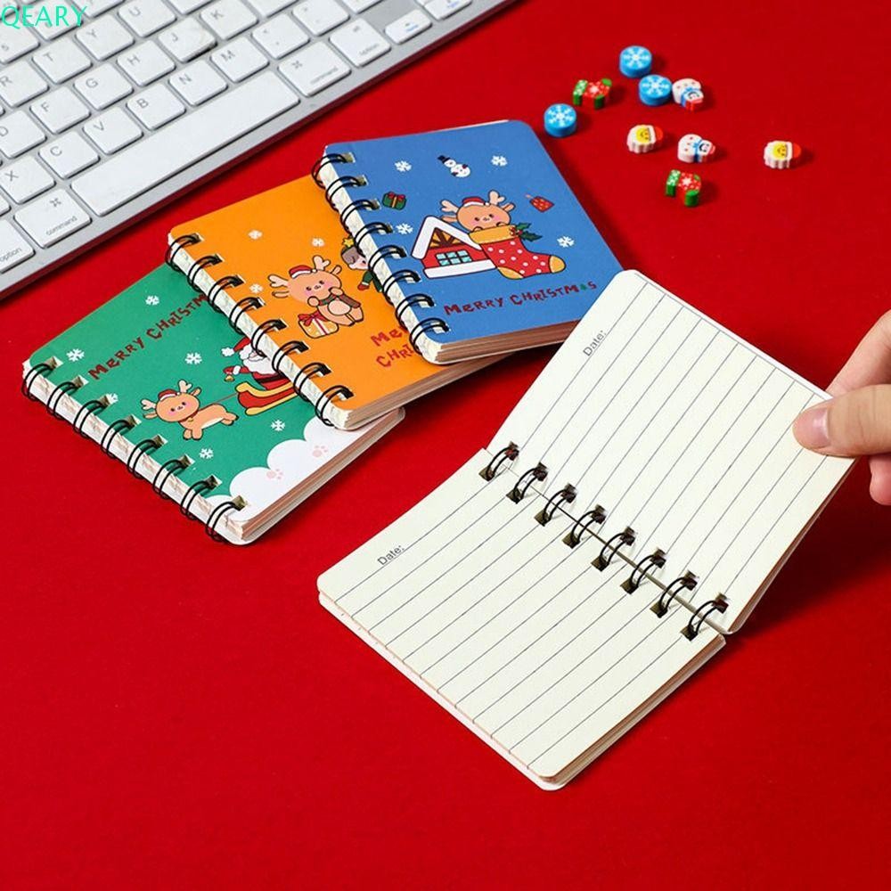 Qeary Christmas Coil Notepad, สมุดโน๊ตมินิหนาแบบหลวม, 40 แผ่นการ์ตูน ...