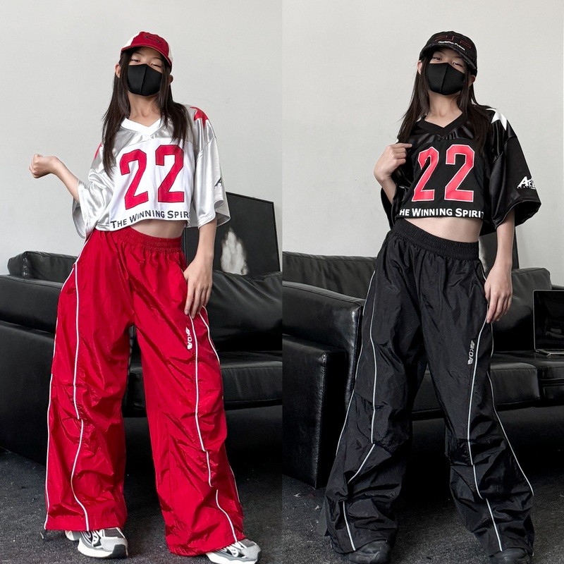 [KeDaYa] พร้อมส่ง เสื้อครอปอเมริกัน กางเกงสะท้อนแสงเกาหลี y2kแฟชั่น ชุด ...