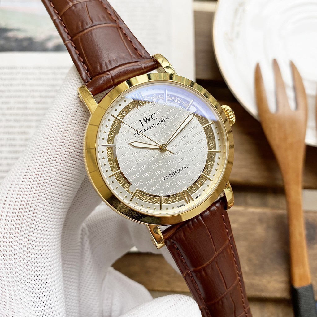 IWC Tres Hands การออกแบบอัตโนมัติเต็มรูปแบบกลไก 43 มม. นาฬิกาผู้ชาย ...