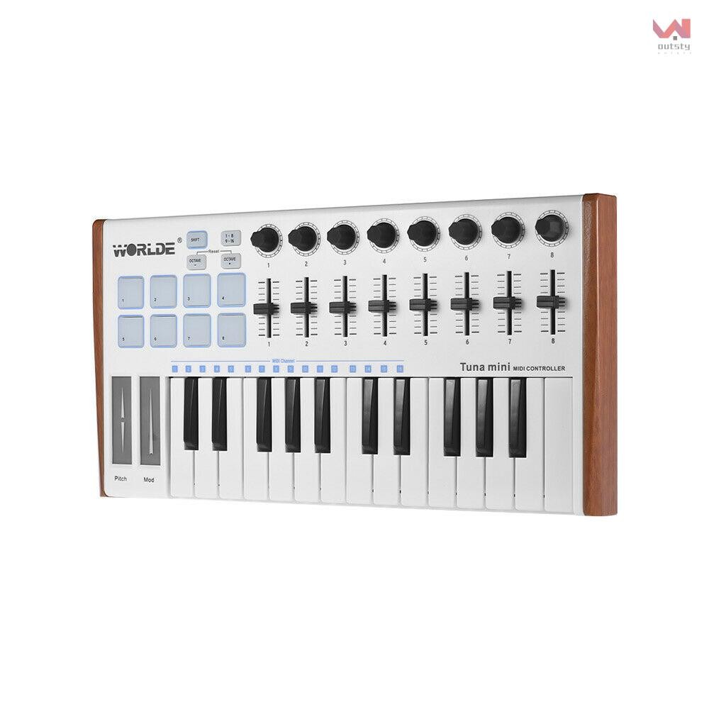 WORLDE TUNA MINI คอนโทรลเลอร์คีย์บอร์ด USB MIDI 25 คีย์แบบพกพาพิเศษ 8 ...