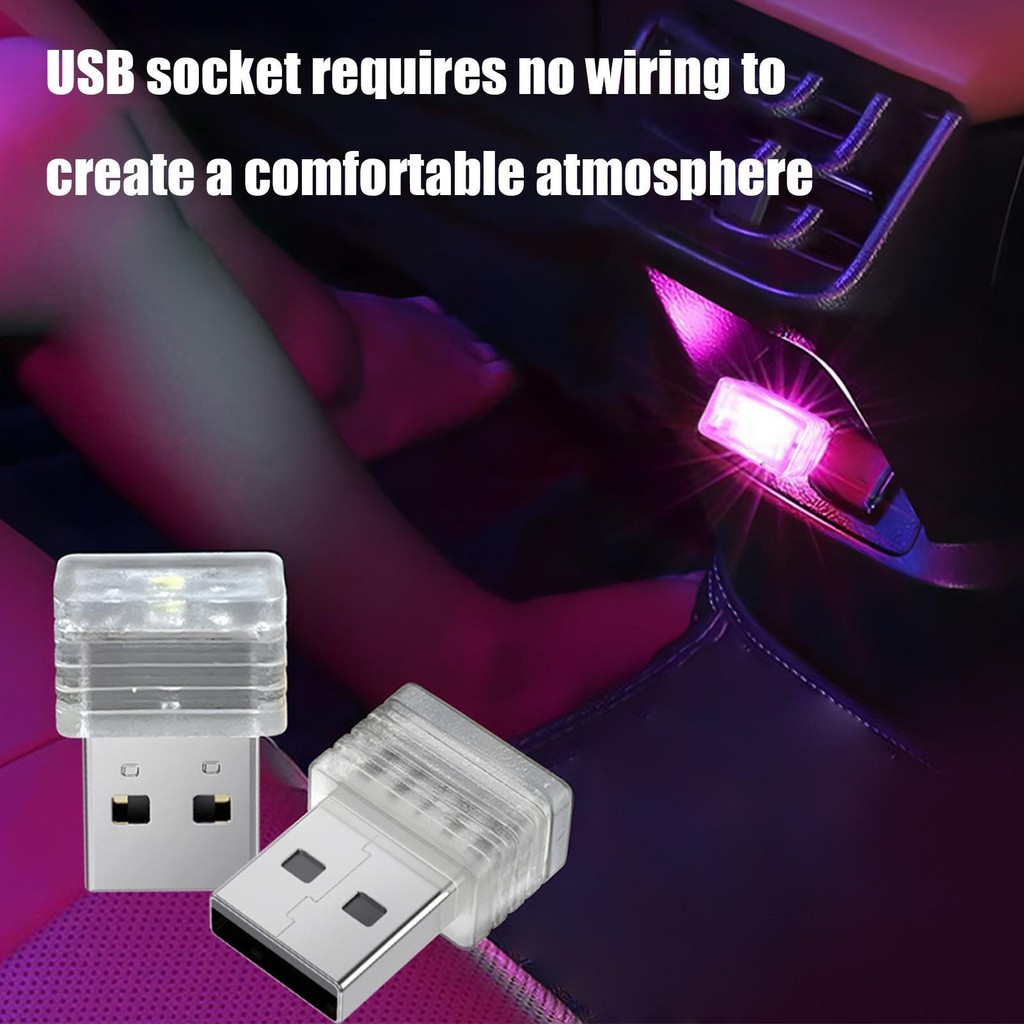 Usb รถ USB Ambient Light ภายใน LED รถหลากสี Night Light Plug-In ไฟภายใน ...
