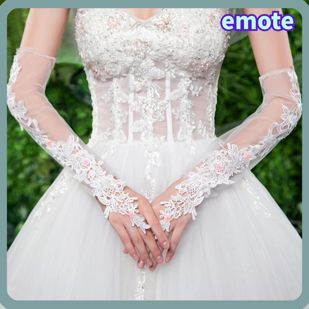 Emote ยาว Finger Mittens เสื้อผ้าอุปกรณ์เสริมซาตินสีทึบถุงมือเวที ...