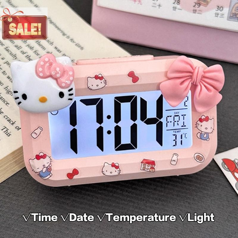 Bl Sanrio Hello Kitty นาฬิกาปลุกการ์ตูน Mini Kitty Cat Noctilucent ...