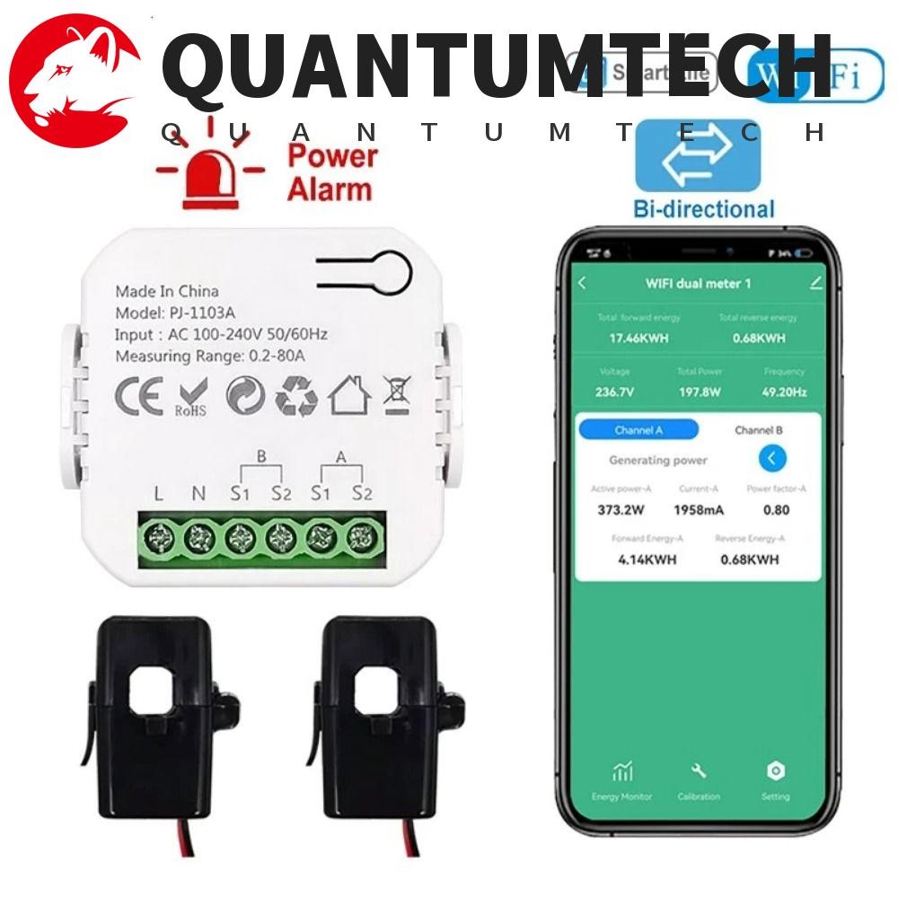 QUANTUMTECH เกณฑ์ App Monitor, เดี่ยว/Dual Channel พร้อม Buzzer Alarm WiFi สมาร์ทไฟฟ้าเมตร ...