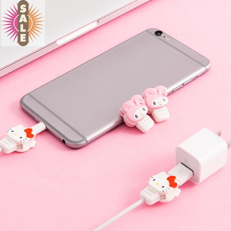 บน 2 ชิ้นน่ารัก Sanrio Bite Cable Protector My Melody Cinnamoroll Hello Kitty การ์ตูน Usb Cable ...