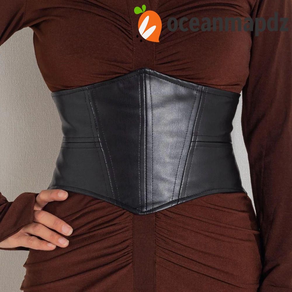 OCEANMAPDZ เข็มขัดหญิง, ชุด Girdle สายรัด Plus ขนาด Cummerbunds, Simple PU หนังเอวสูงเข็มขัดเอว ...