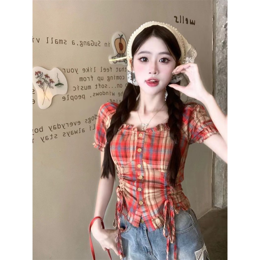 เสื้อแขนพัฟลายสก๊อตแบบSlim-fit สไตล์ฝรั่งเศส ดีไซน์คลาสสิกสำหรับ mujer sexy ปี 2025 Model 6270 ...