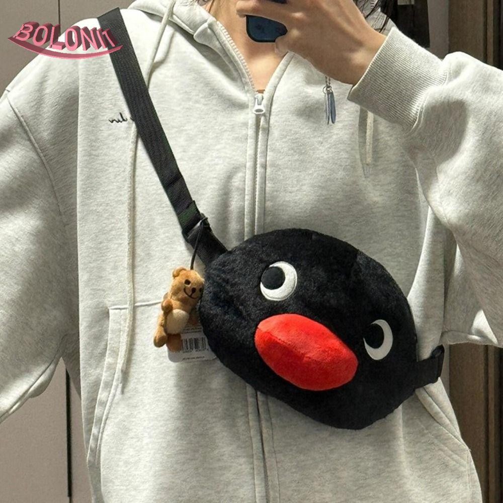 BO Plush Penguin Bag, การ์ตูนน่ารัก Pingu Crossbody Bag, แฟชั่นสัตว์ ...