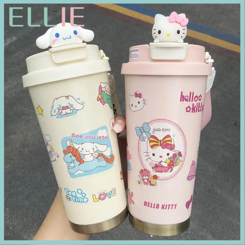 ELLIE Hello Kitty ถ้วยกาแฟ, ถ้วยเก็บความร้อนการ์ตูนสองชั้นขนาด 500 มล. ...