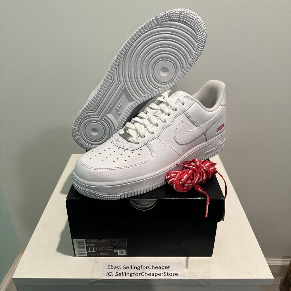 ใหม่ Nike Air Force 1 x Supreme Low Box Logo - สีขาว Size Men s CU9225 ...